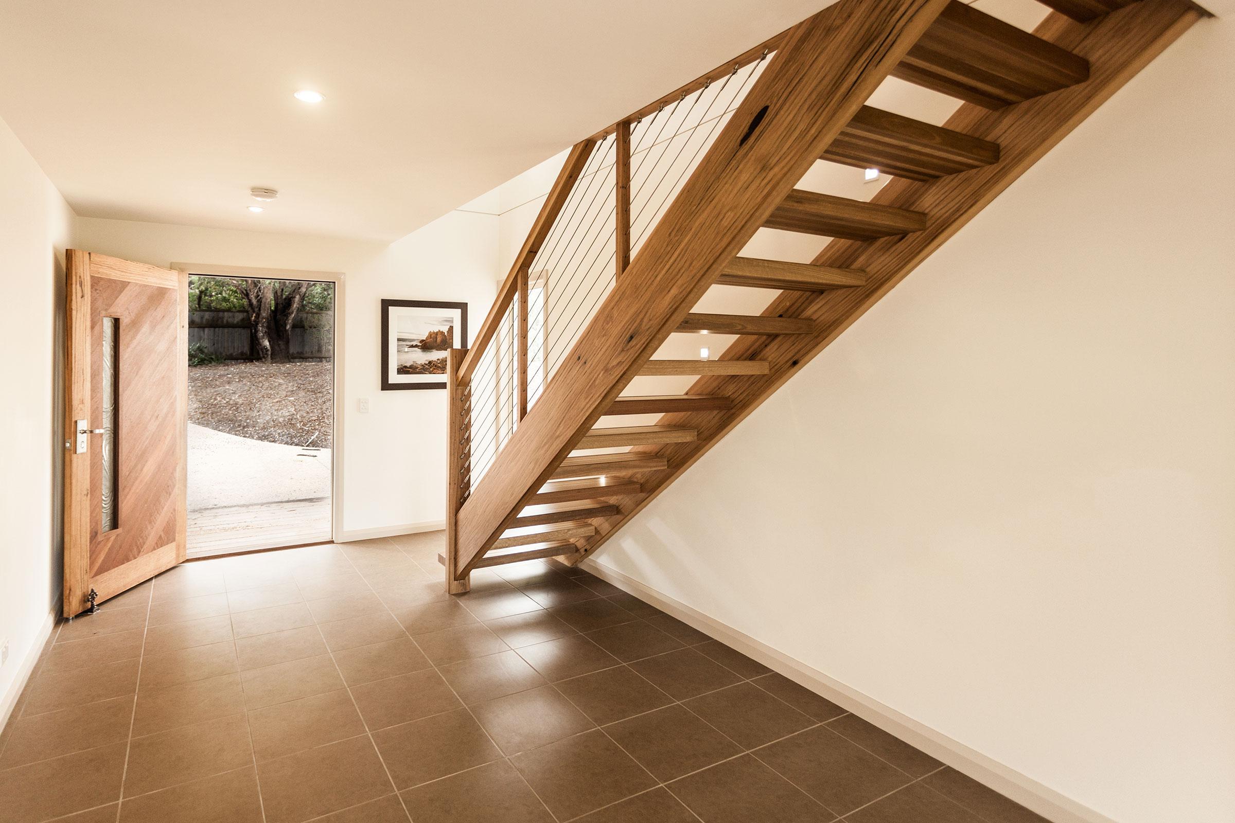 Recycled timber stringer with spotted gum treads | Just Stairs